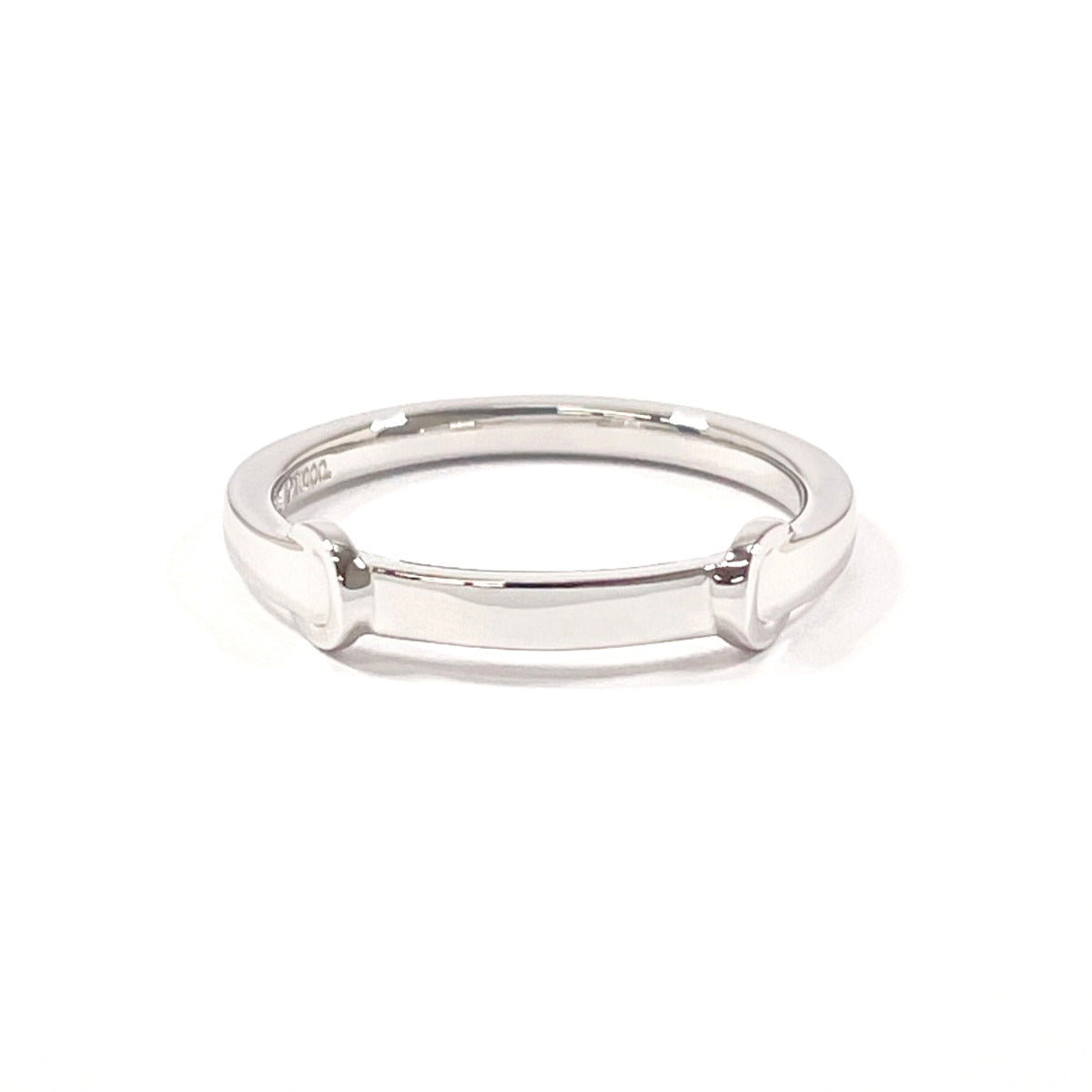 CELINE Ring C logo Pt1000Platinum/diamond #US 8 Silver unisex Second h ...