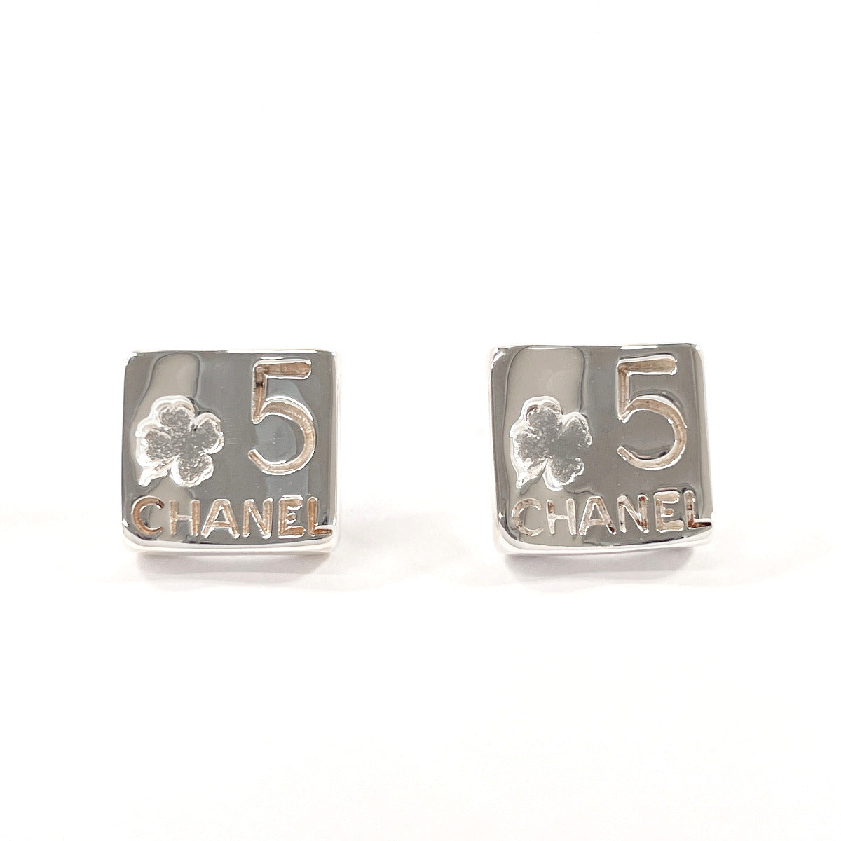 CHANEL earring square clover vintage Silver925 Silver Women Second han ...